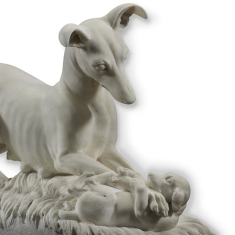 A Greyhound and her two pups by Joseph Gott on artnet