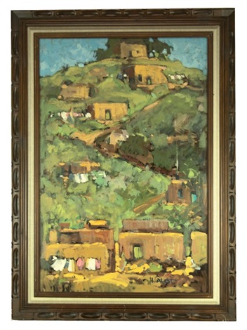 Hillside with adobe buildings by Hugh Cabot on artnet