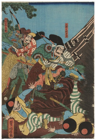 Fuji no migari no zu Hunting at Mount Fuji by Utagawa Yoshitora on artnet