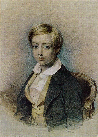 A charming portrait of a young boy with blond hair by Samuel Barry ...