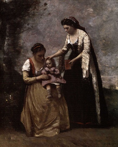Mother, nurse, child by Jean-Baptiste-Camille Corot on artnet