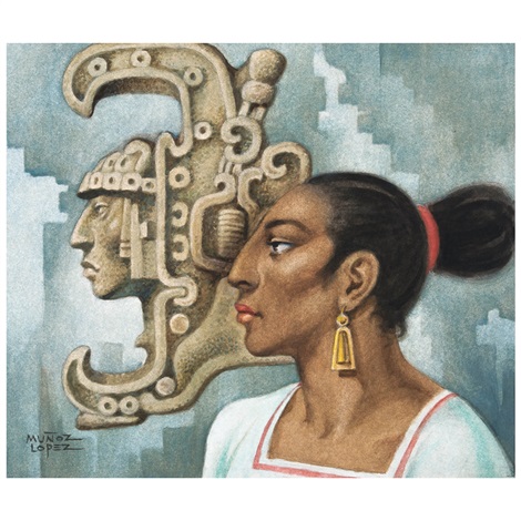 Perfiles mayas by Rafael Muños López on artnet