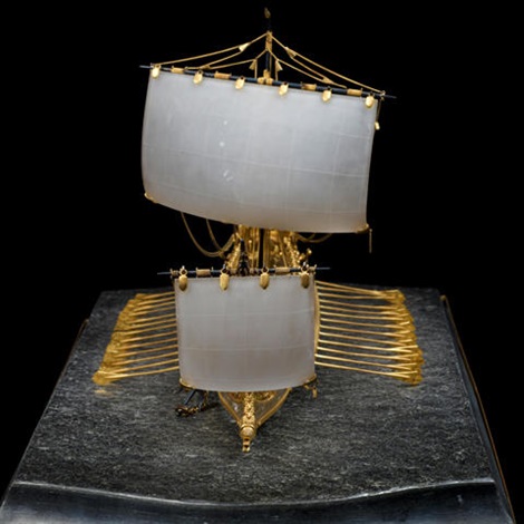 Emerald, Sapphire, Rock Crystal, Enamel and Gold Model of a Roman ...