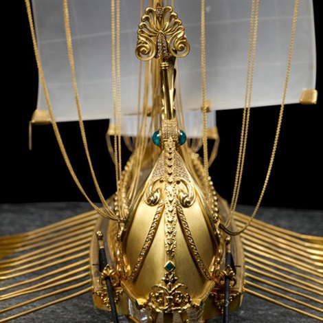 Emerald, Sapphire, Rock Crystal, Enamel and Gold Model of a Roman ...