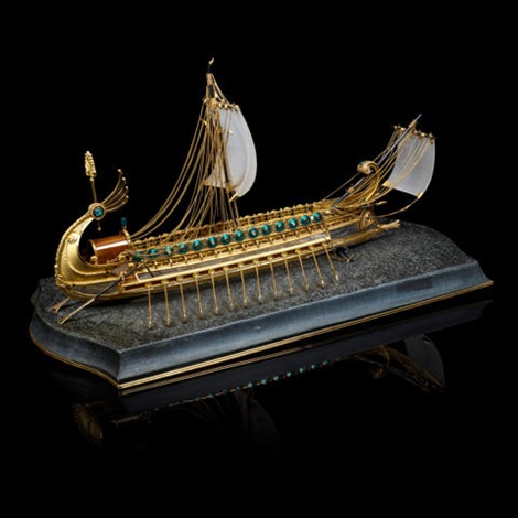 Emerald, Sapphire, Rock Crystal, Enamel and Gold Model of a Roman ...