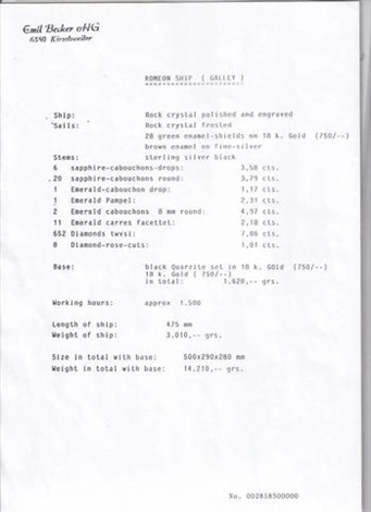 Emerald, Sapphire, Rock Crystal, Enamel and Gold Model of a Roman ...
