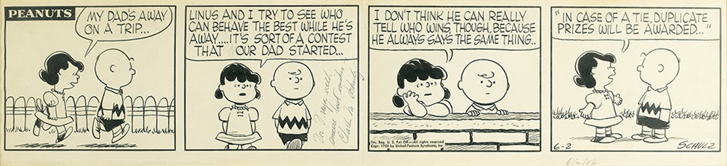 Peanuts. Original 4 panel comic strip by Charles M. Schulz on artnet