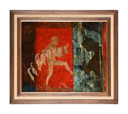 INTERIOR WITH UNHEEDING DANCER, POMPEII by Victoria Crowe on artnet