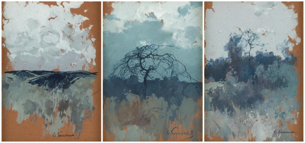 A GROUP OF THREE PAINTINGS BY STEPAN KOLESNIKOFF RUSSIAN 1879-1955 by ...