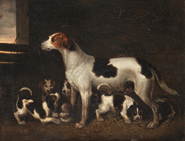 A hound with her puppies by Samuel Raven on artnet