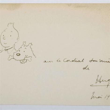 Dedication drawing original drawing in ink dated May 1956 on loose ...