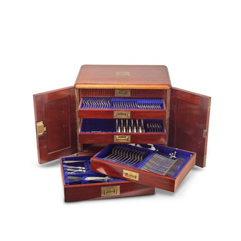 A silver Old English pattern table service of flatware, in a canteen by ...