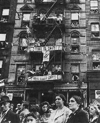 Time is short Crowd in front of building by Weegee on artnet