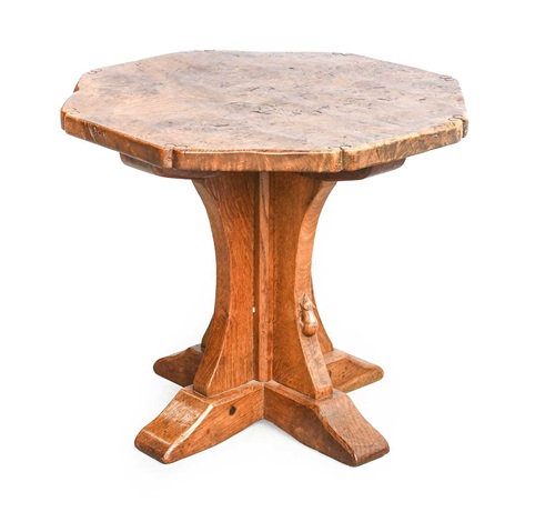Robert Mouseman Thompson 1876-1955 A Burr Oak Octagonal Coffee Table by ...