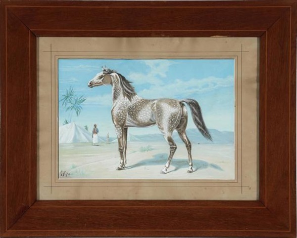 An Arabian stallion standing in a desert by Anonymous (19) on artnet
