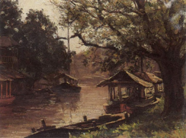 A river scene by Wilhelm Christiaan Constant Bleckmann on artnet