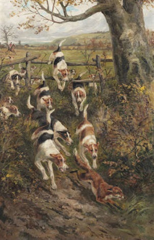 Hounds Chasing a Fox by Arthur Alfred Davis on artnet
