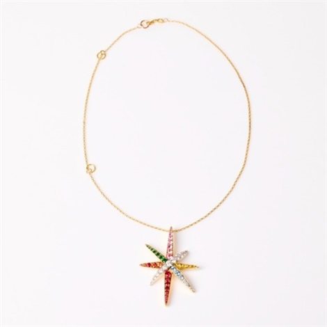 18ct Yellow White Rose Gold, Custom Star Multi Gemstone Pendant ...