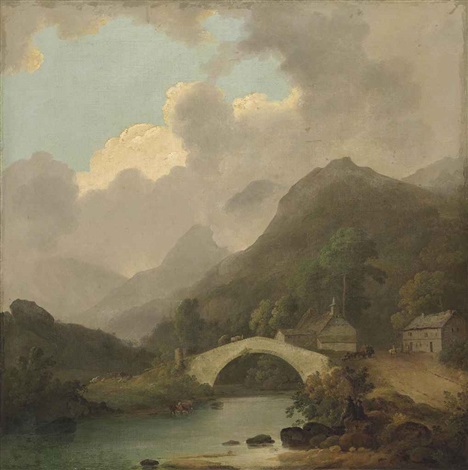 A view of Pelter Bridge, Rydal, Cumbria by Julius Caesar Ibbetson on artnet