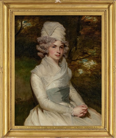 Portrait of Louisa, Lady Leighton d.1842 half-length, seated in a white ...