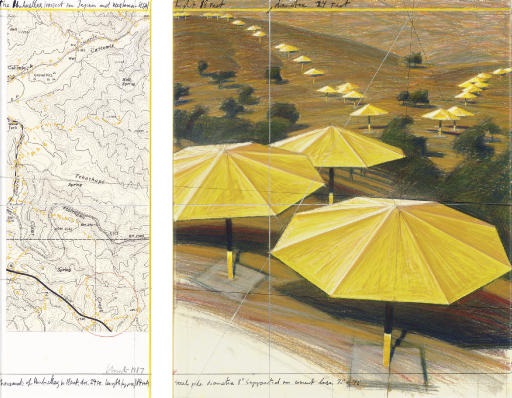 The umbrellas, Project for Japan and Western-USA diptych by Christo and ...