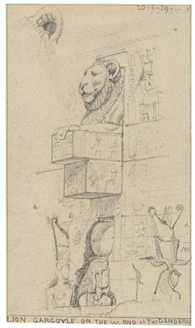 A collection of 88 pencil drawings of Egyptian landscapes, river views ...