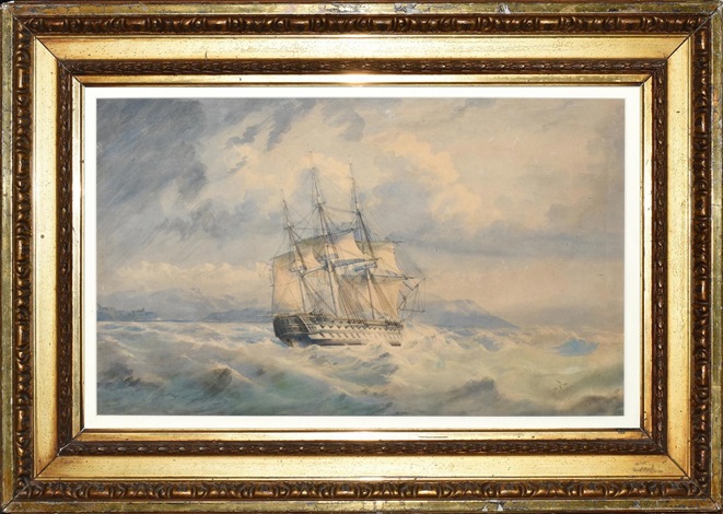 JOHN H. WILSON WATERCOLOR OF A BIRTISH MAN-O-WAR by John H. Wilson on ...