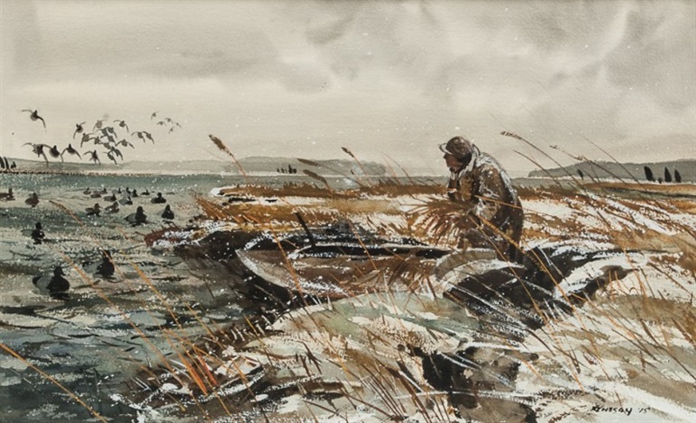 Bluebills Coming In by Chet Reneson on artnet