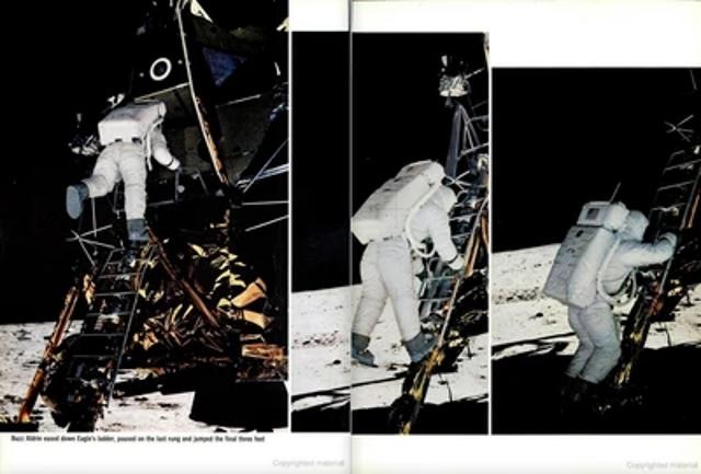 Buzz Aldrin climbing down the LM ladder to become the second human on ...