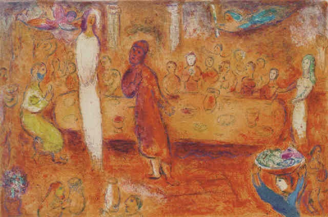 Megacles recognizes his daughter during the feast by Marc Chagall on artnet