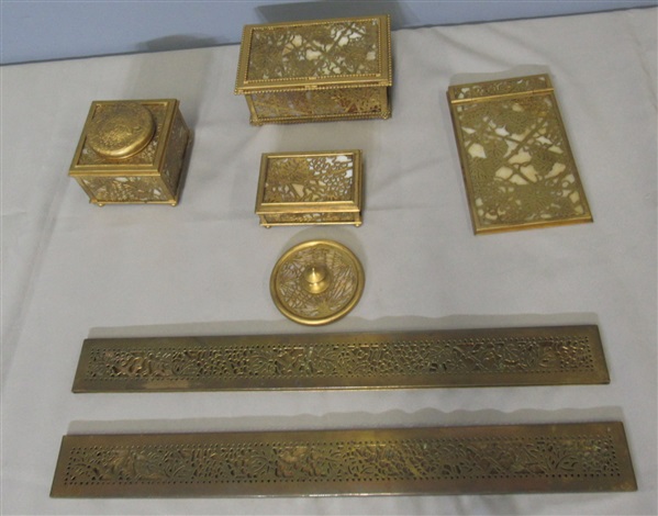 Tiffany studios Gilt Bronze Grapevine Desk Set by Tiffany Studios on artnet