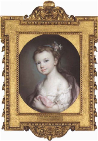 Portrait of Maria Rice wearing a pale pink dress and cape by John ...