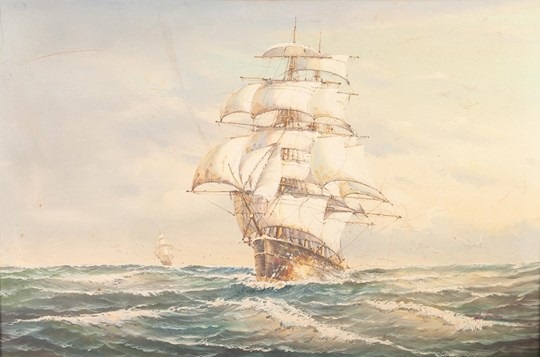 Two Tea Clippers racing under full sail on a windy day by Roy Cross on ...