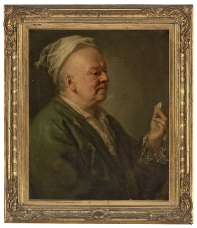 Portrait of Philipp Daniel Lippert 1702-1785, half-length, in a green ...