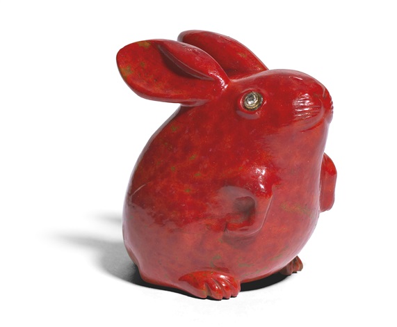 A JEWELLED PURPURINE MODEL OF A RABBIT by Fabergé (Co.) on artnet