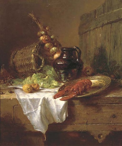 A kitchen still life with lobster by Maria Vos on artnet