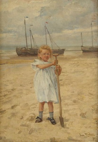 Gamine sur la plage de Heyst by Jan Frans Verhas on artnet
