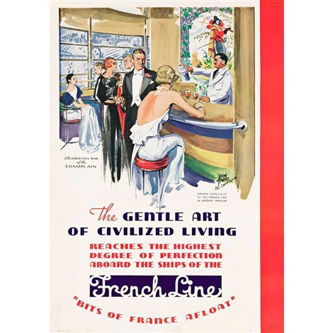 FRENCH LINE BITS OF FRANCE AFLOAT. Two posters. 1933-34. by Adolf ...