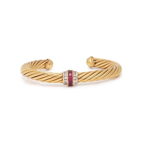 DAVID YURMAN, YELLOW GOLD, RUBY AND DIAMOND CUFF BRACELET by David ...