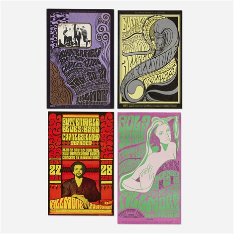 Fillmore Auditorium concert posters, four by Bill Graham on artnet