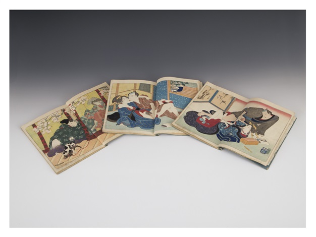 SHUNGA PRINT THREE-VOLUME BOOK by Utagawa Hiroshige and Utagawa ...