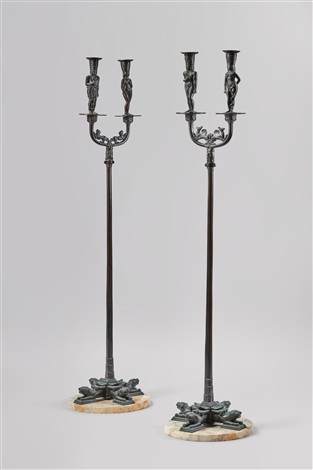 A Pair of Venus and Vulcan and Adam and Eve Candelabrum by Paul Howard ...