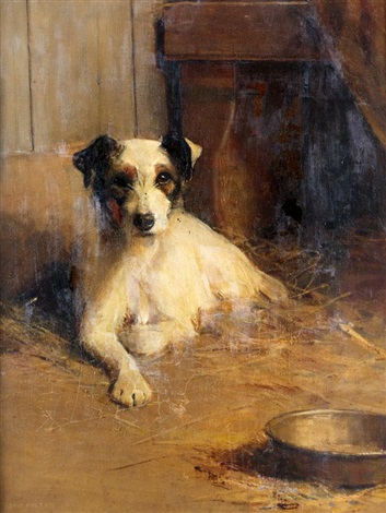 Fox terrier in a kennel by Samuel Fulton on artnet
