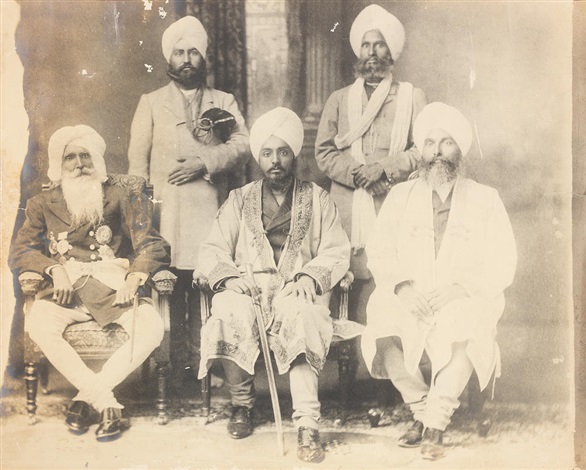 Two large group photographs of Maharajah Hira Singh of Nabha State reg ...