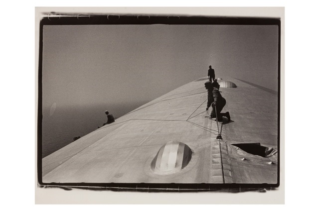 REPAIRING THE HULL OF THE GRAF ZEPPELIN DURING THE FLIGHT OVER THE ...