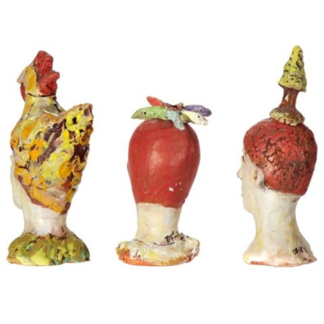 Figurative ceramic vessels with stoppers by Debra Fritts on artnet