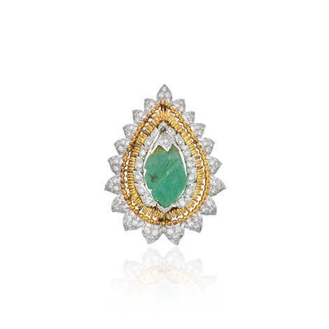 Gold, Emerald and Diamond Pendant-Brooch by David Webb Inc. on artnet