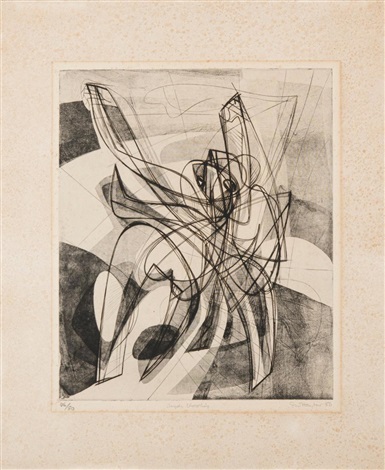 Angels wrestling by Stanley William Hayter on artnet