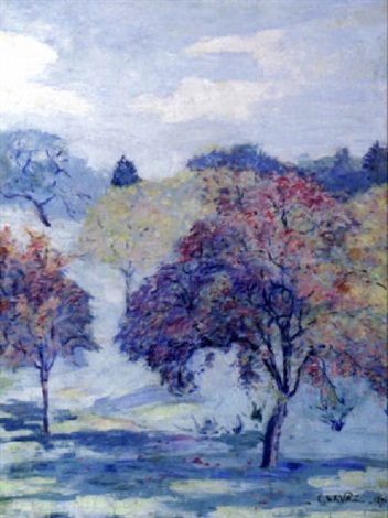 Arbres au printemps by Emmanuel Victor Auguste Marie de la Villéon on artnet