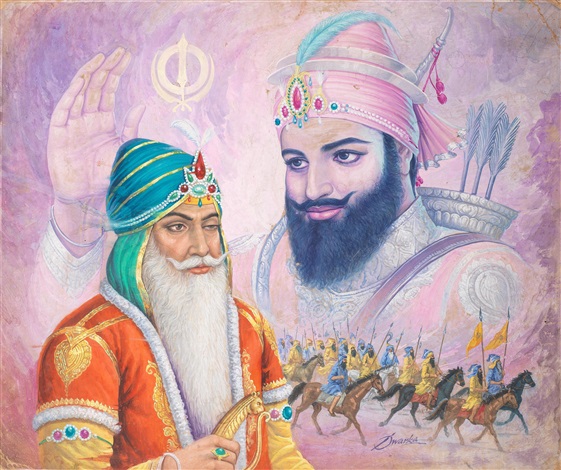 Maharajah Ranjit Singh pictured with the figure of Guru Gobind Singh ...